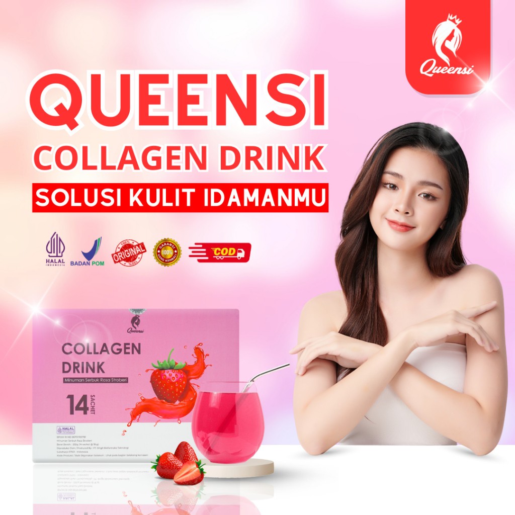 Jual Queensi Collagen Drink 14 Sachet Minuman Colagen Pemutih & Pencerah Kulit Original | Shopee ...