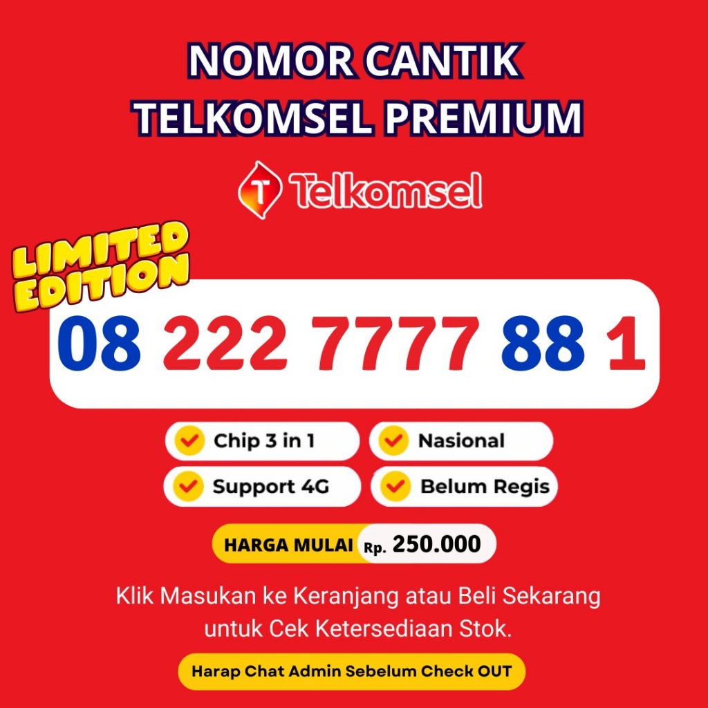 Jual Nomor Cantik Telkomsel Premium Seri Triple Kwartet Murah Support 4G LTE - Kartu Perdana ...