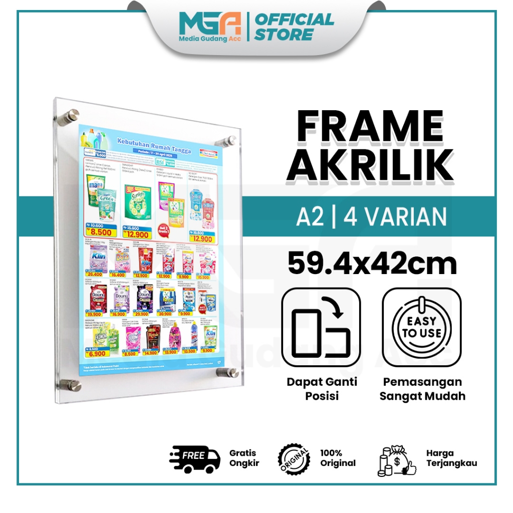 Jual FRAME AKRILIK DINDING A2 / FRAME POSTER / BANNER / FOTO / DISPLAY ...