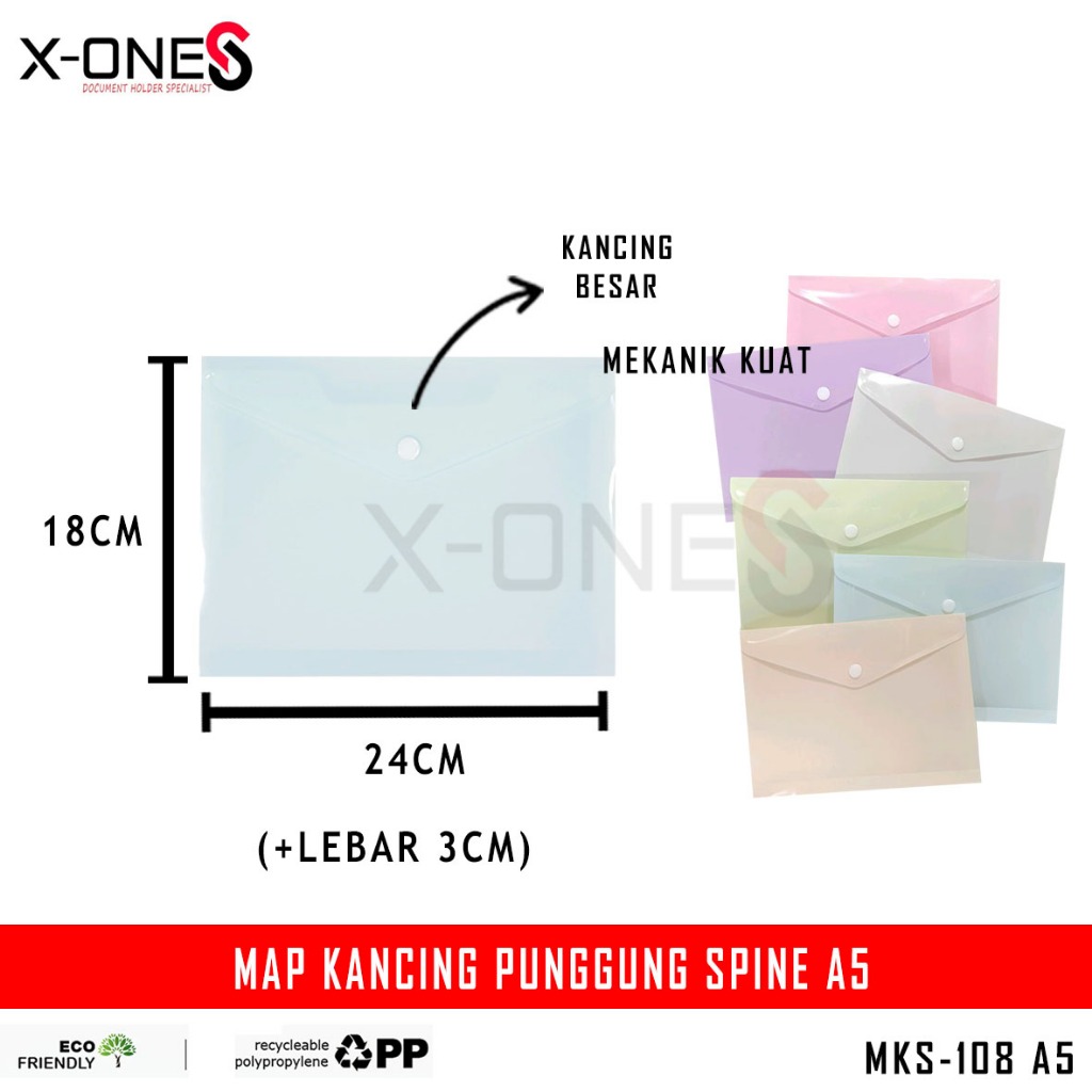 Jual X-ONE MAP KANCING PLASTIK PUNGGUNG PASTEL & DOFF A5 / MKS-108 A5 (SATUAN) | Shopee Indonesia