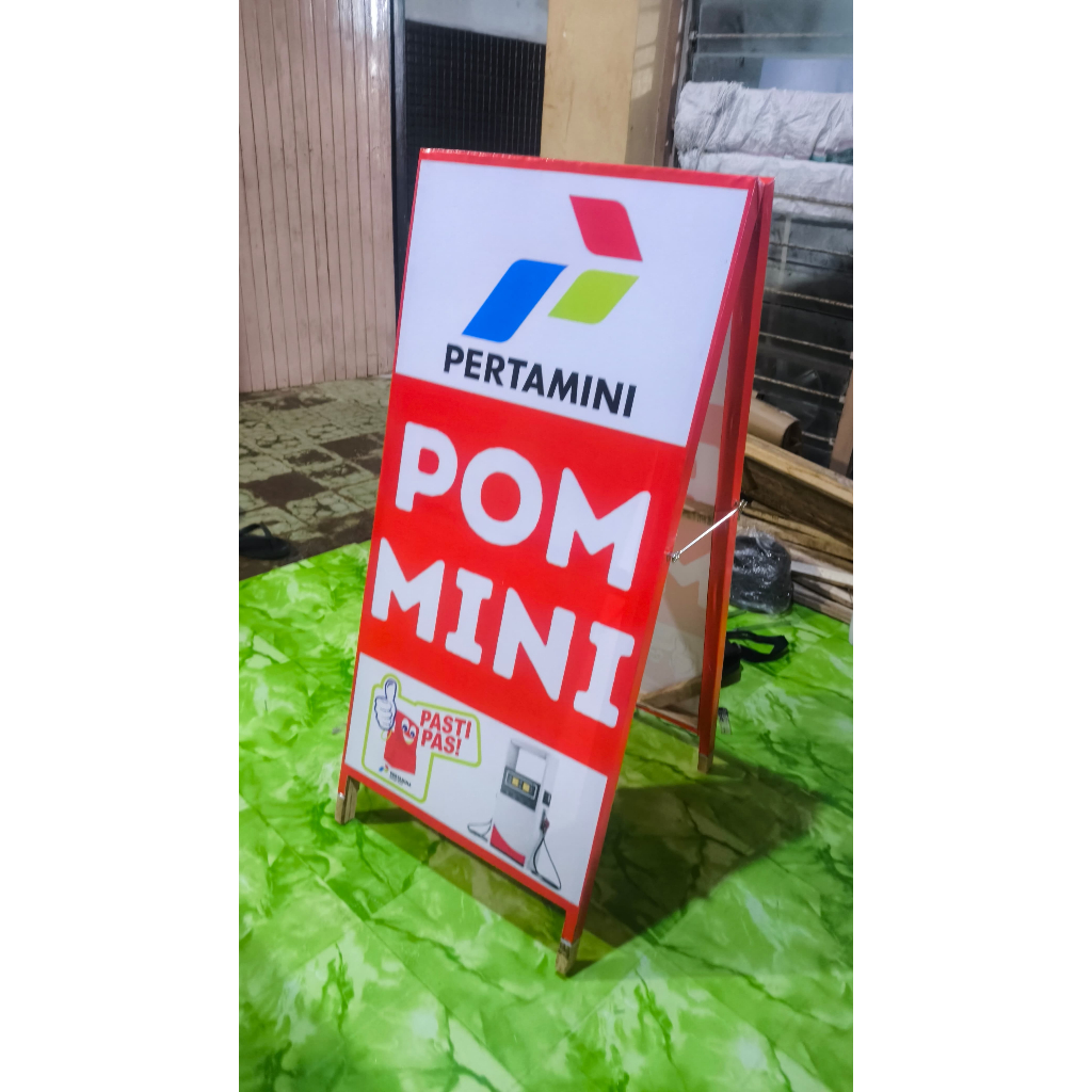 Jual Standing Banner Segitiga Kayu Untuk Pom Bensin Mini Pertamina ...