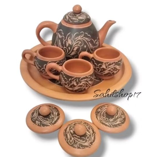Jual PROMO Poci tanah liat khas Tegal set teko tanah liat BATIK ...