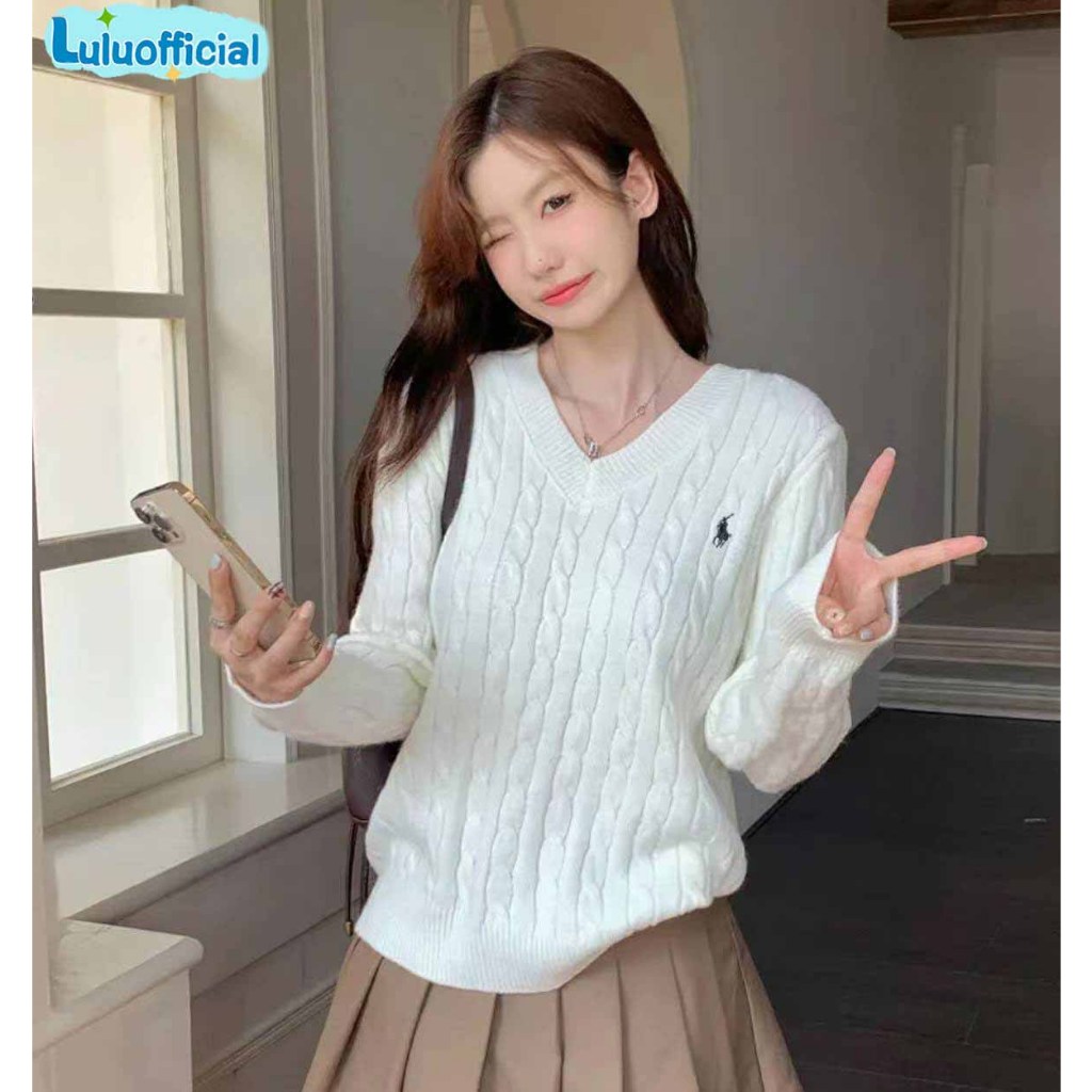 Jual LuLu kaos Rajut Lengan Panjang Wanita Sweater SLimfit Wanita ...