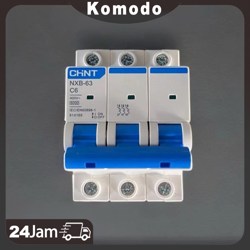 Jual MCB CHINT MCB 3 Pas 3 Phase 3P 6KA NXB-63 AC220V-480V kontaktor 3 ...