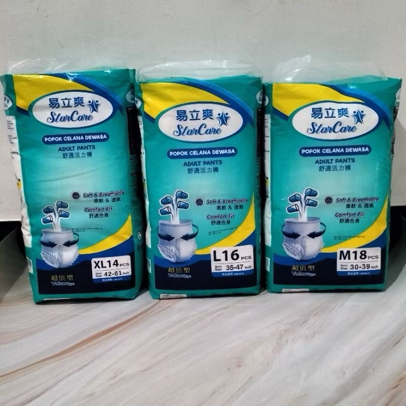 Jual STARCARE ADULT DIAPERS POPOK CELANA DEWASA PANTS JUMBO M18+2 / L16+2 / XL14+2 | Shopee ...