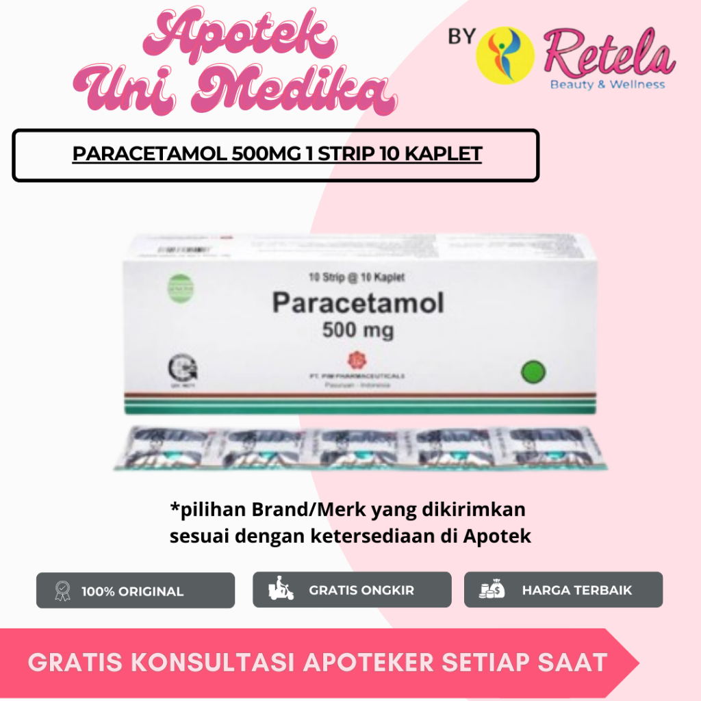 Jual PARACETAMOL 500MG 1 STRIP 10 KAPLET | Shopee Indonesia