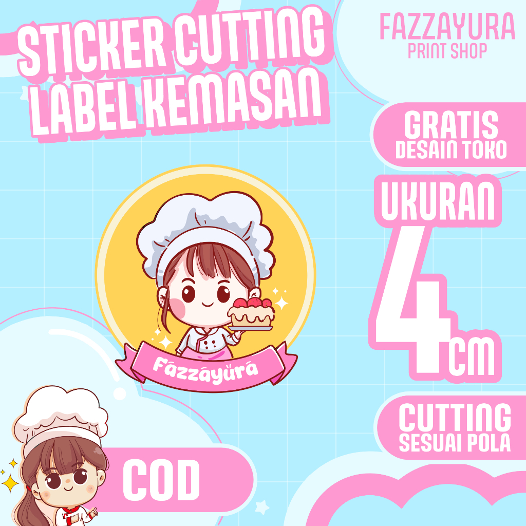 Jual [ 1 HARI JADI FILE SIAP CETAK ] Sticker label kemasan cutting a3 ...
