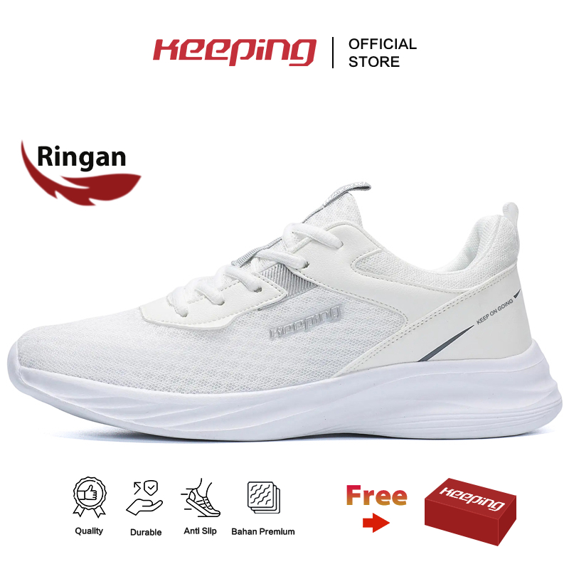 Jual Keeping Sepatu Sneakers Pria Sepatu Running Olahraga Ringan Sepatu Cowok Putih Sport Shoes ...