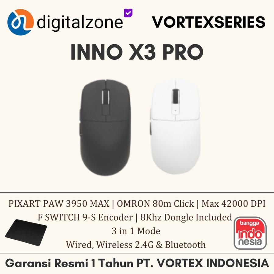 Jual Vortex INNO X3 PRO Vortexseries INNO X3 PRO 8K Ultra Lightweight Wireless Gaming Mouse ...