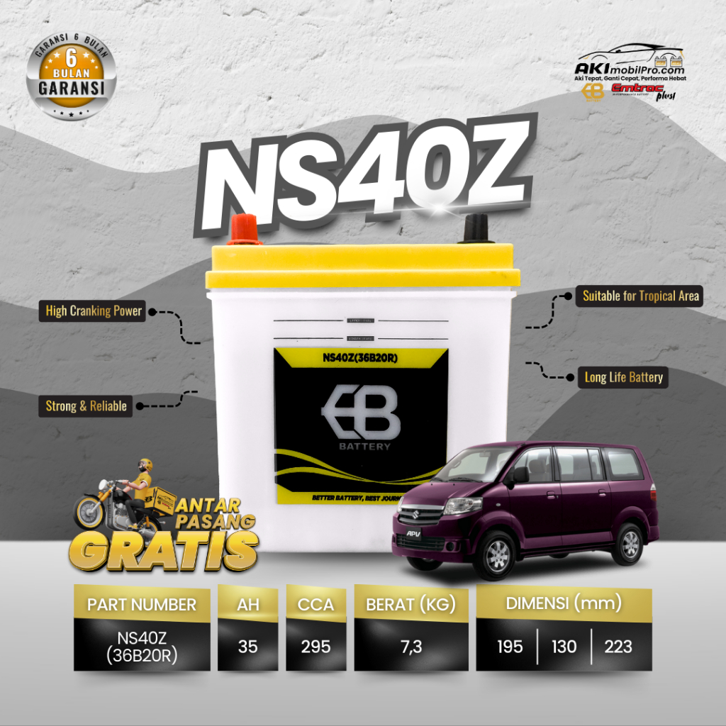 Jual AKI BASAH MOBIL EB Battery DC NS40Z (36B20R) | Shopee Indonesia