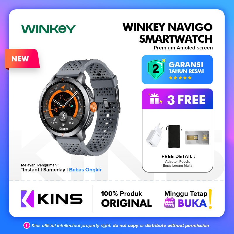 Jual WINKEY Smartwatch NaviGO GPS AMOLED Screen BT Call 5ATM Waterproof - SWW06 | Shopee Indonesia
