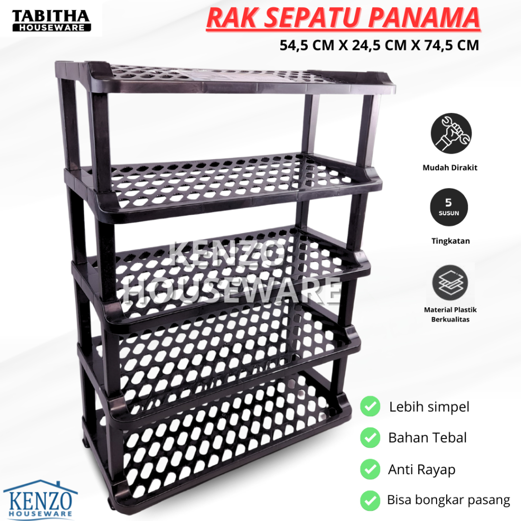 Jual Rak Sepatu 5 Susun HITAM TABITHA Rak Sepatu Sendal Miring MURAH ...