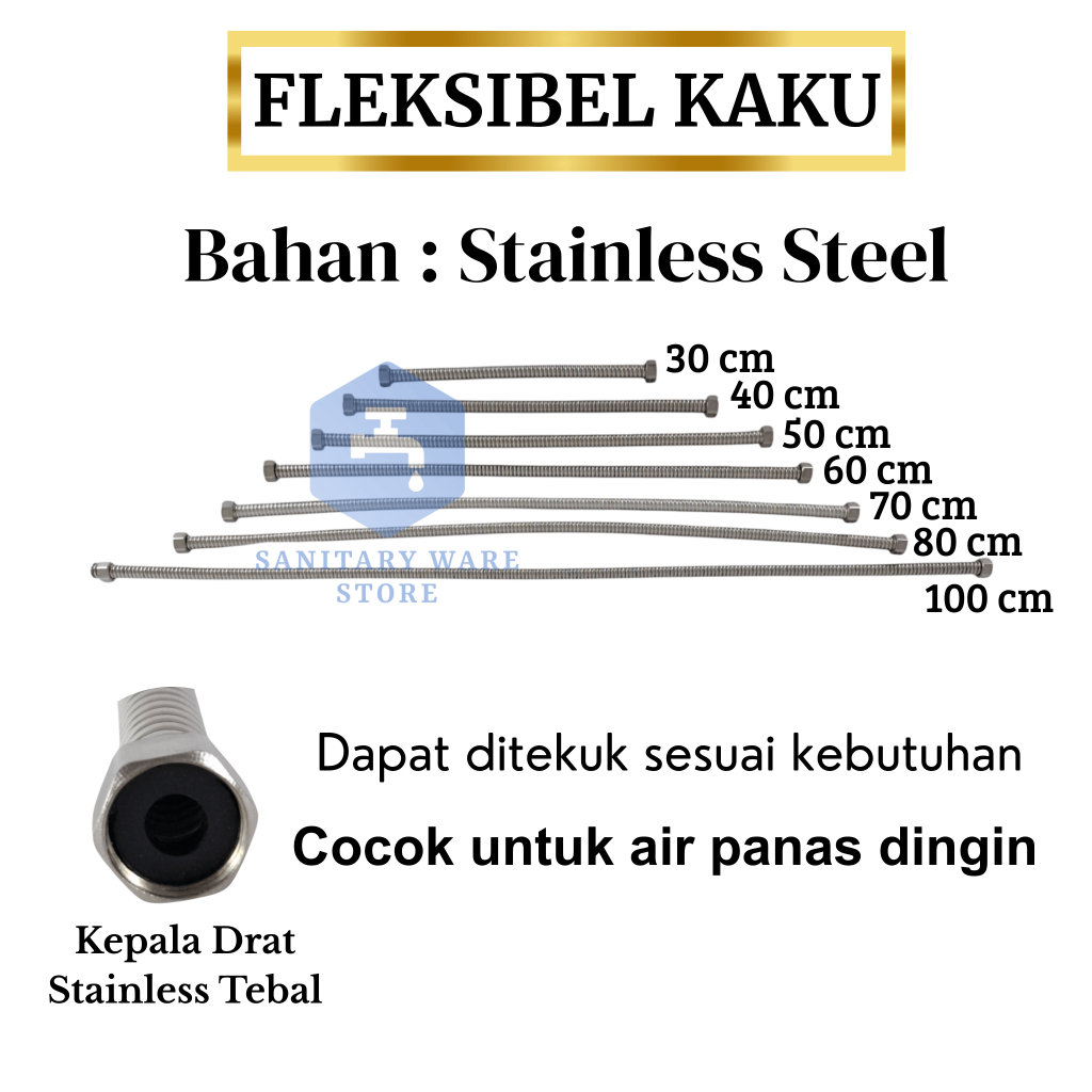 Jual Selang Fleksibel Kaku Flexible Hose Flexibel Air Panas Dingin Water Heater Stainless Steel ...