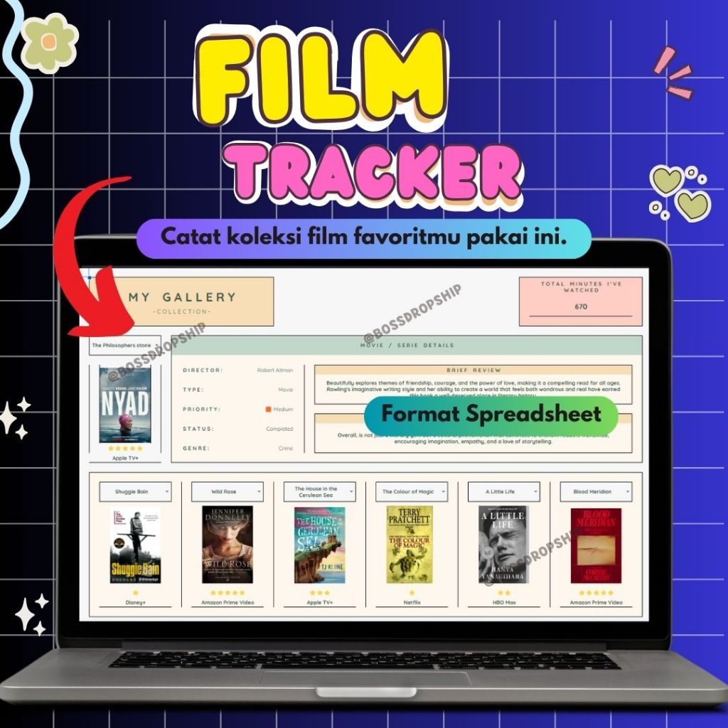 Jual Template Spreadsheet Film Tracker dan film planner Catat koleksi ...