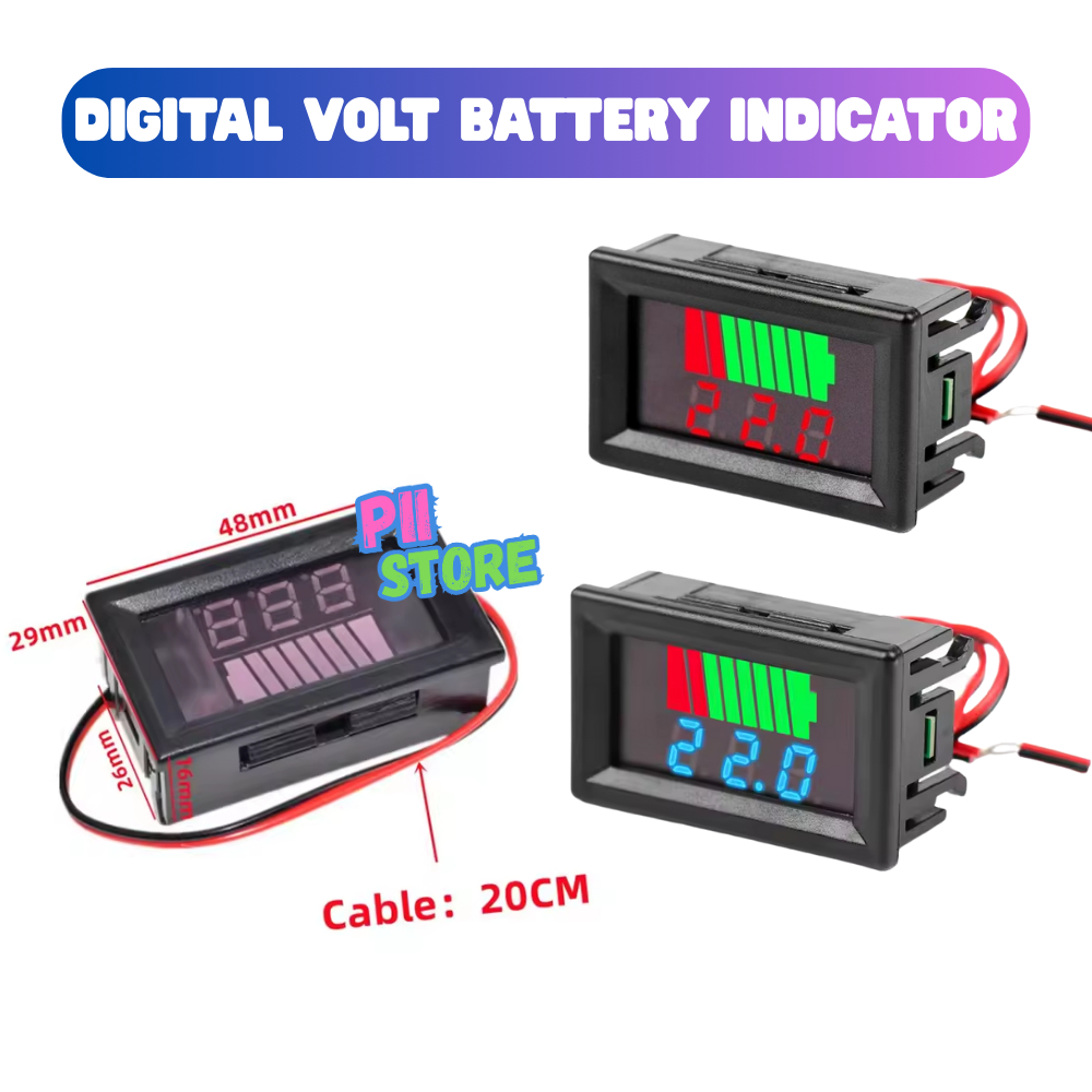 Jual DUAL DISPLAY VOLTMETER BATERAI INDIKATOR DC 10,2V-13,2V DENGAN FRAME VOLT BATTERY | Shopee ...