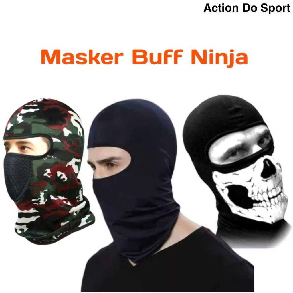 Jual Masker Ninja Full Face Balaclava Masker Baff Motor Hitam Polos ...