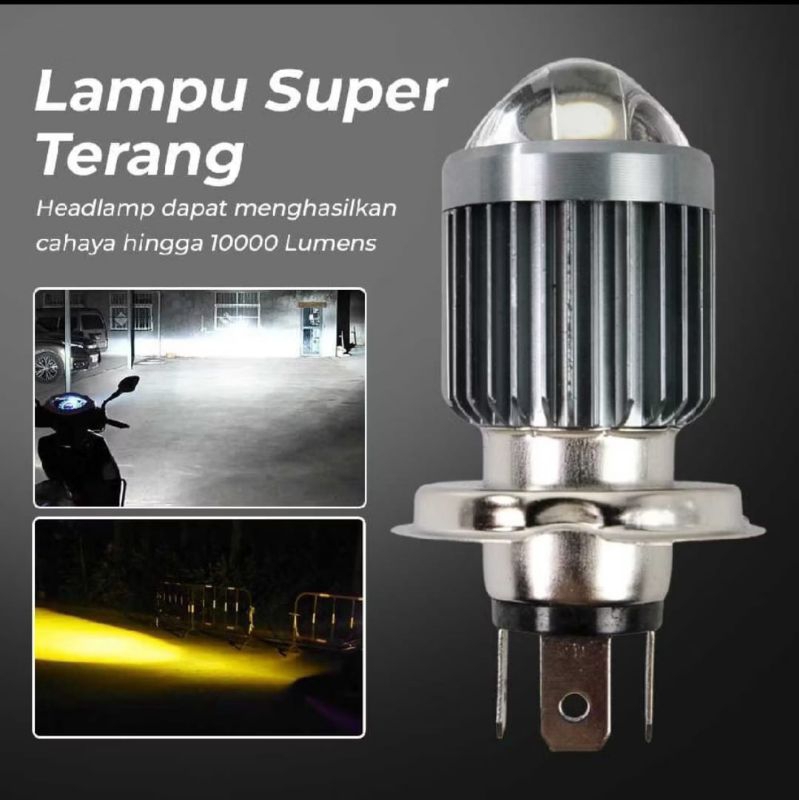 Jual LAMPU LED UTAMA BOHLAM H4 LASER HI LOW PUTIH KUNING SUPER TERANG L9 18 WupATT MOTOR DAN ...