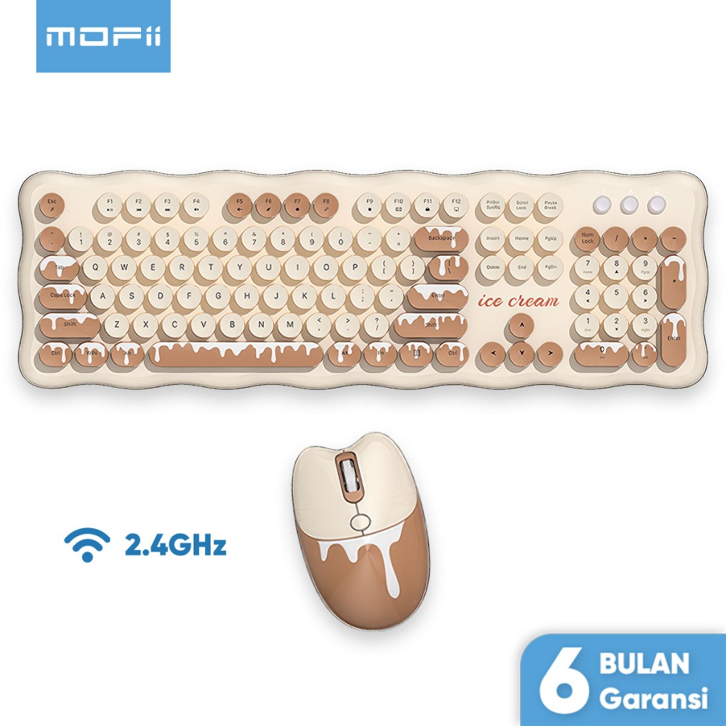 Jual MOFii Keyboard Mouse Set 2.4GHz Wireless Cute ice cream | Shopee ...