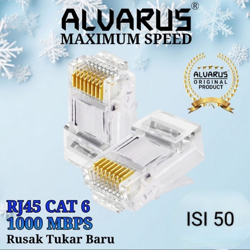 Jual RJ45 CAT6 ANTI GAGAL ISI 20 50 100 150 200 ALVARUS Konektor UTP RJ45 Konektor Lan RJ45 CAT ...