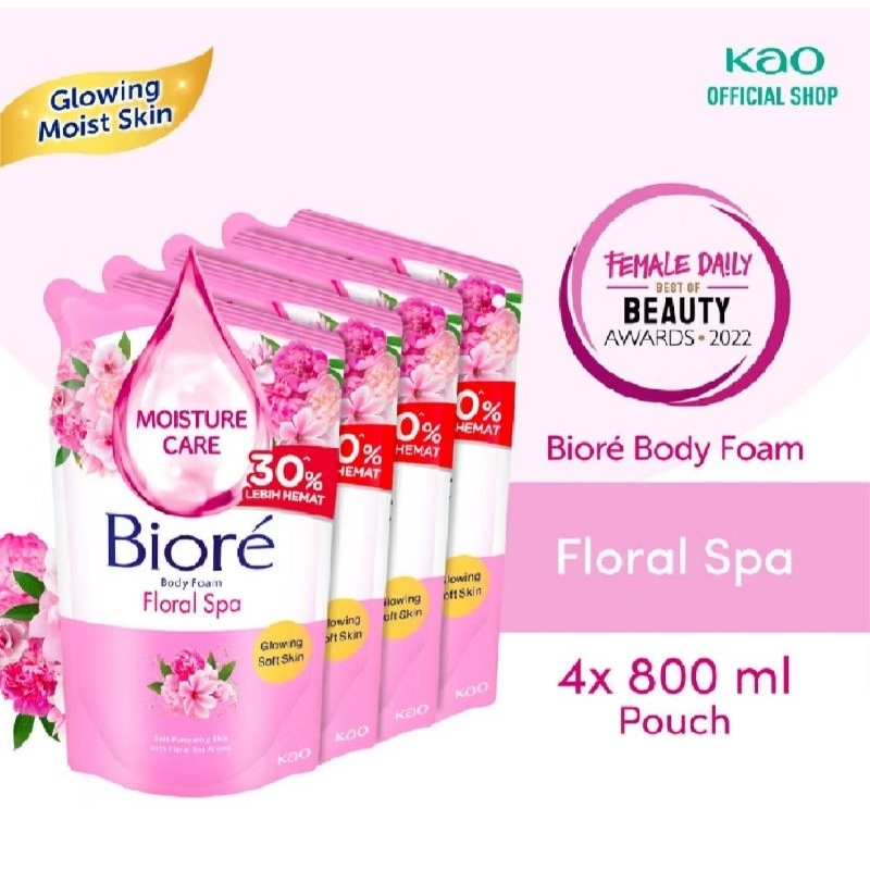 Jual Biore Sabun Mandi Cair Body Foam Mineral Floral Spa Pouch 800ml Four pack - Body Wash Lebih ...