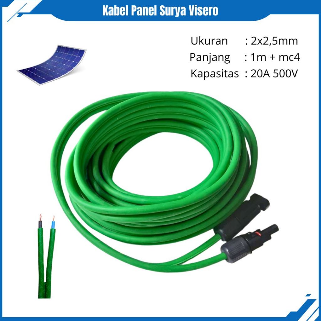 Jual Kabel Solar Panel Visero 2x2,5mm 2x2.5mm + mc4 Konektor Kabel Panel Surya | Shopee Indonesia