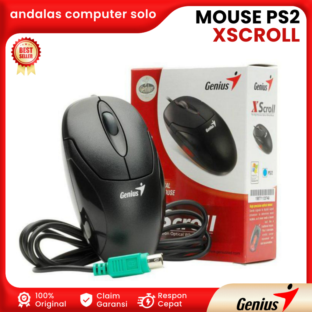 Jual MOUSE PS2 OPTICAL WHEEL MOUSE GENIUS XSCROLL 1000DPI MOUSE OPTICAL ...