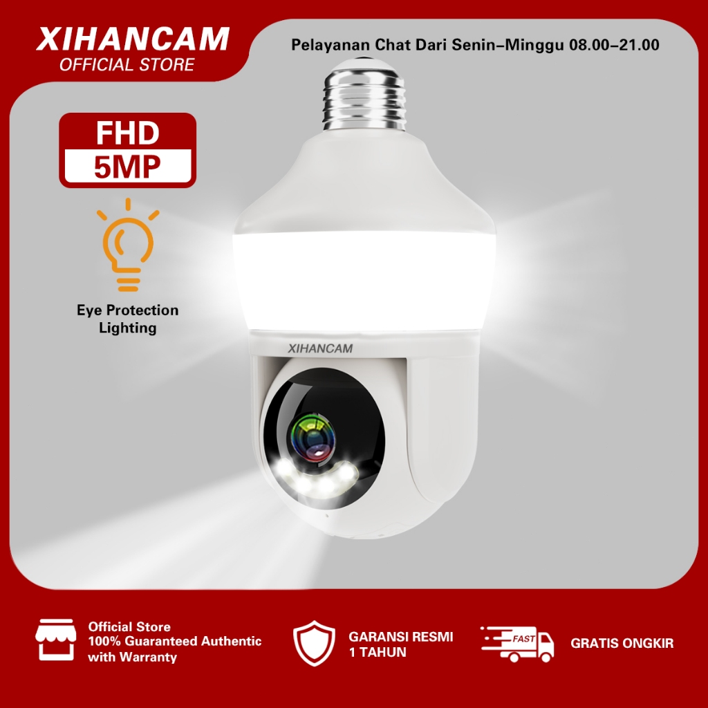 Jual XIHANCAM CCTV Lampu 5MP Smart CCTV Bohlam LED 360 derajat PTZ IP ...