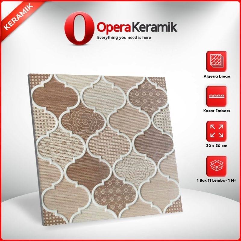 Jual Keramik Motif Batik Mulia 30x30 Algeria Brown | Shopee Indonesia
