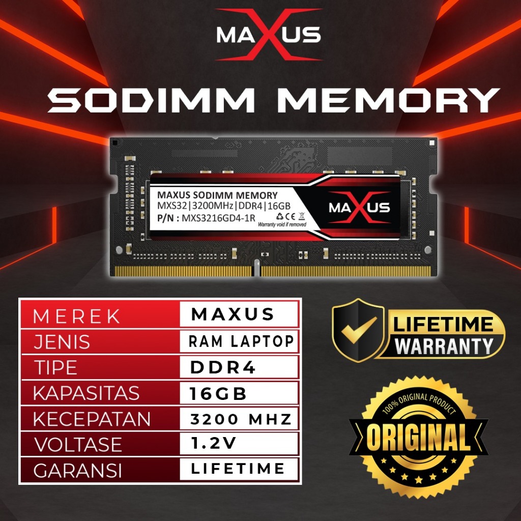 Jual RAM MAXUS DDR4 16GB 3200 MHz PC 25600 RAM LAPTOP SODIMM GARANSI ...