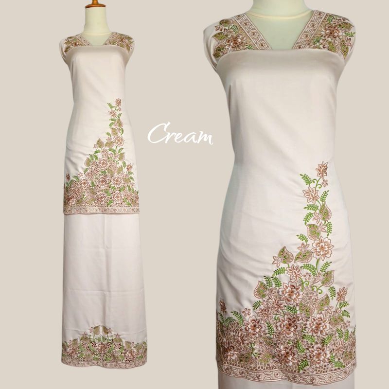 Jual Bahan Baju Kurung Bordir Motif Kerancang Solder Bunga Jalar 1 ...