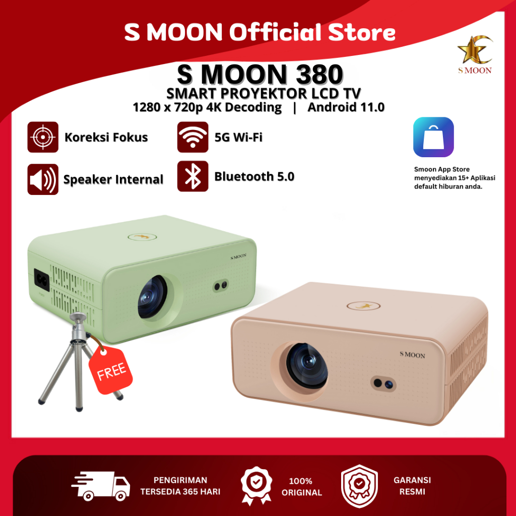 Jual SMOON380 GREEN SMART PROYEKTOR LCD TV - FREE TRIPOD - GOOGLE STORE ...