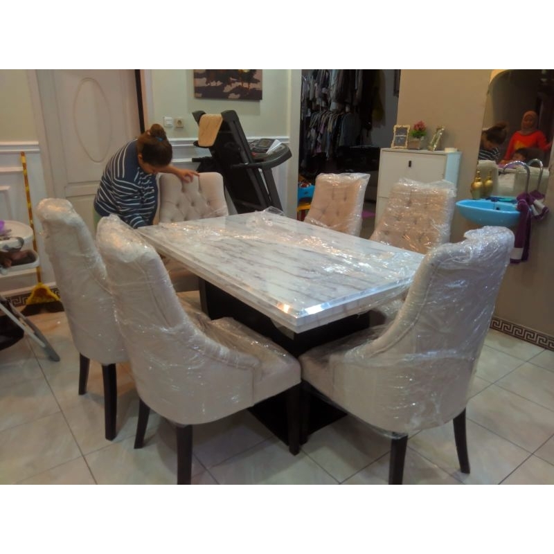 Jual LINK KHUSUS pesanan 6 kursi makan set meja 200cm top table hpl ...