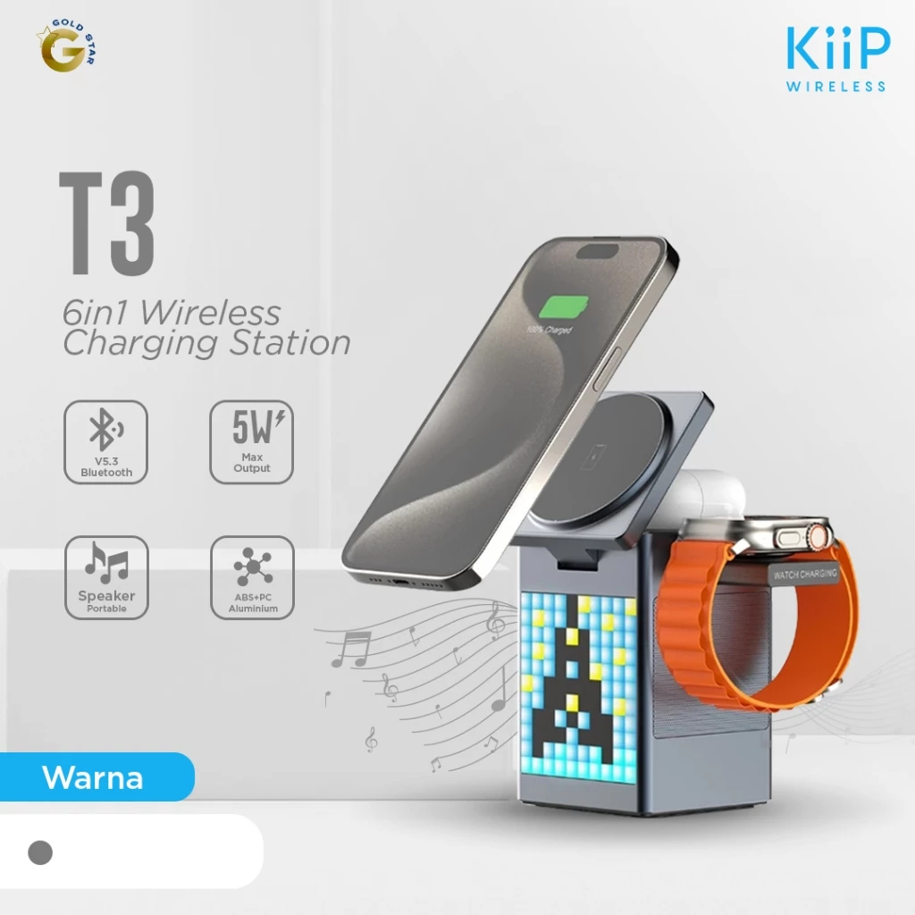 Jual KiiP Wireless T3 6in1 Wireless Charging Station Fast Charging 15W ...