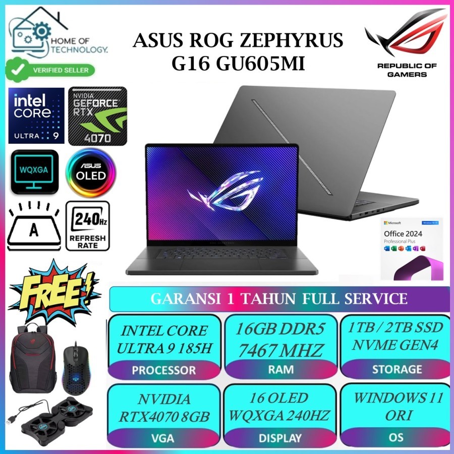 Jual ASUS ROG ZEPHYRUS G16 GU605MI INTEL CORE ULTRA 9 185H 16GB DDR5 ...