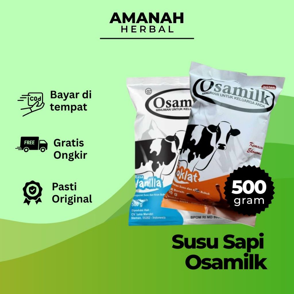 Jual Osamilk - Susu Sapi 500g Rasa Cokelat dan Vanilla | Susu keluarga ...