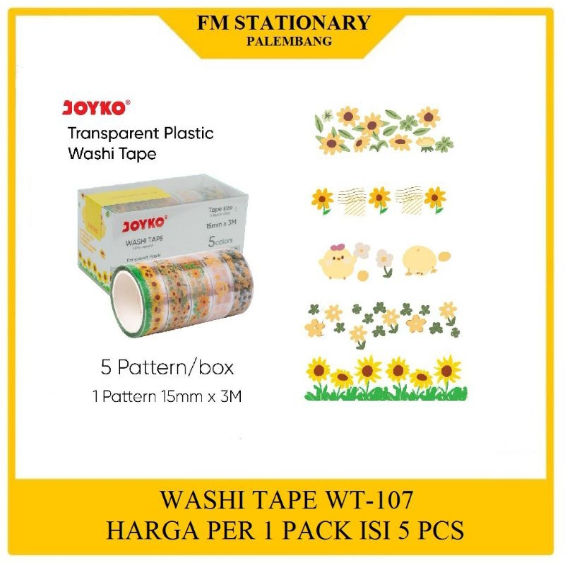Jual Washi Tape Pita Perekat Selotip Kertas Warna Joyko WT-107~109 ...
