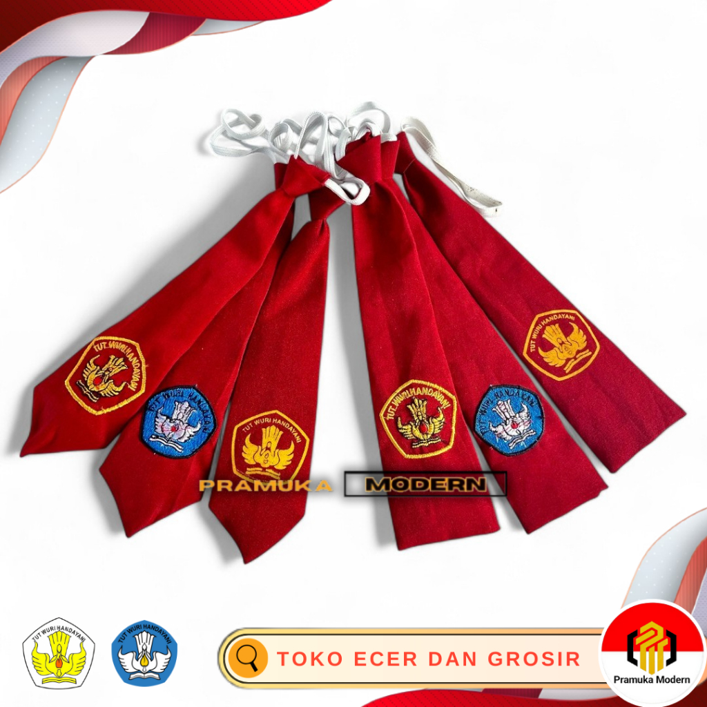 Jual Dasi SD logo biru dan kuning bordir / logo kuning sablon dasi ...