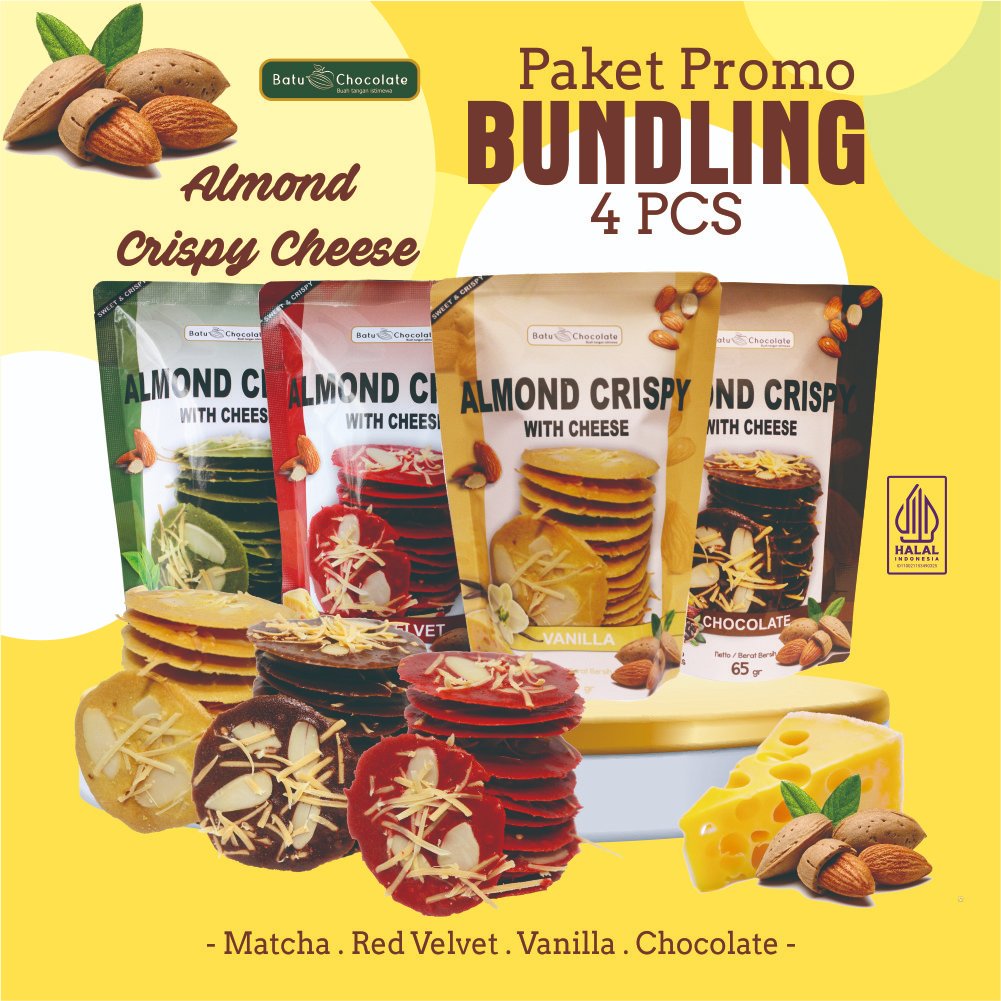 Jual Batu Chocolate - Paket Almond Crispy Cheese Isi 4 pcs Mix - Oleh ...