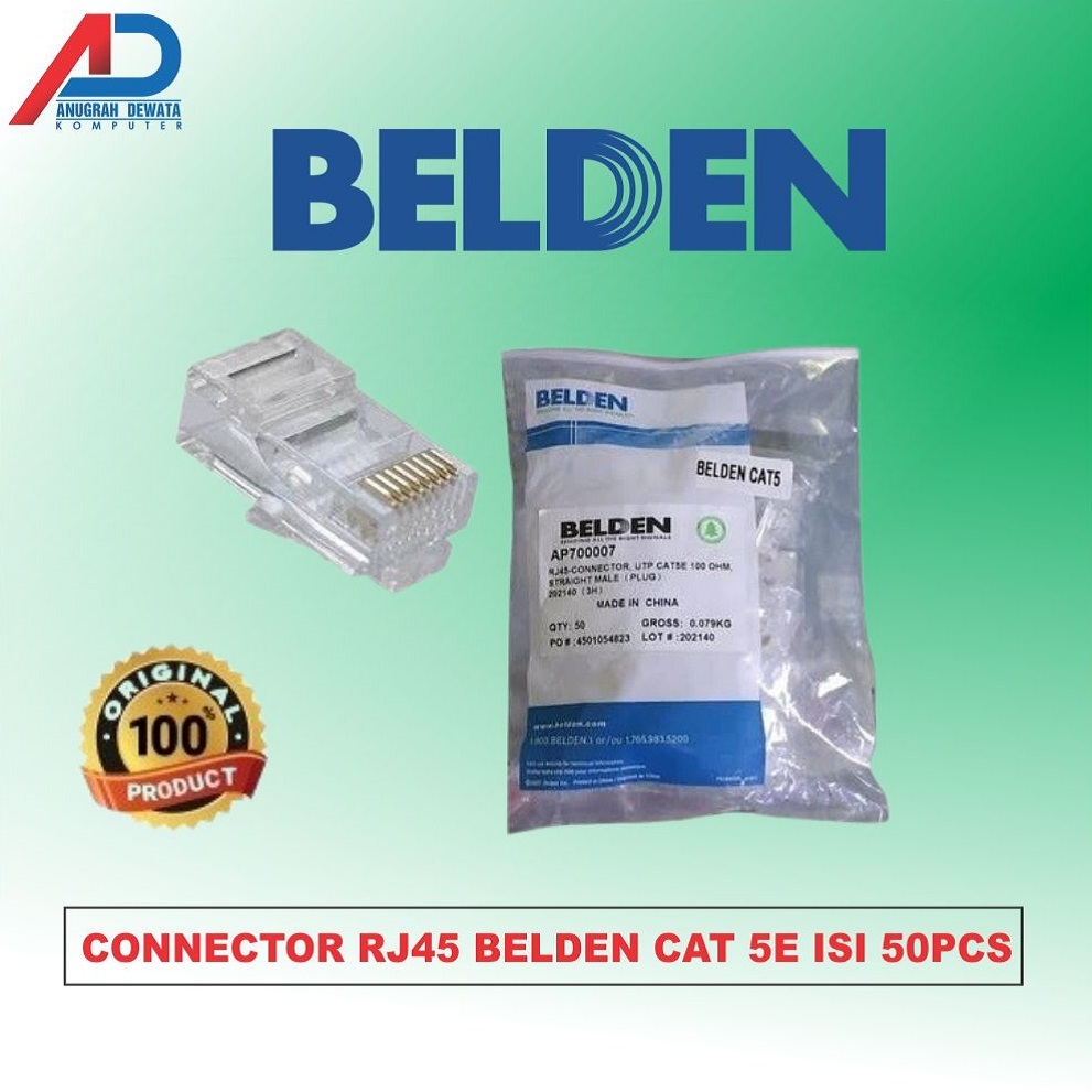 Jual KONEKTOR RJ45 BELDEN CAT 5E ORIGINAL ISI 50PCS | Shopee Indonesia