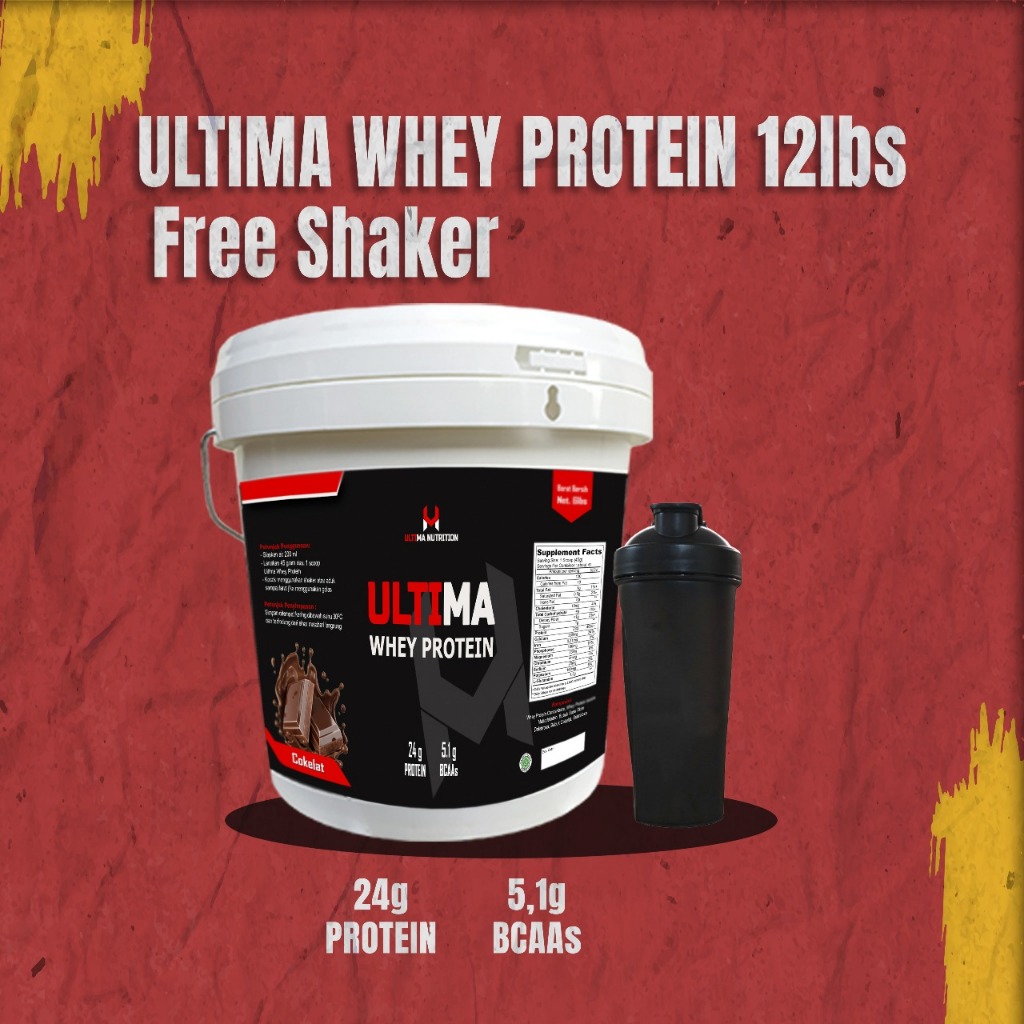 Jual Susu Protein Ultima Whey Protein 12lbs Free Shaker, Whey Protein ...