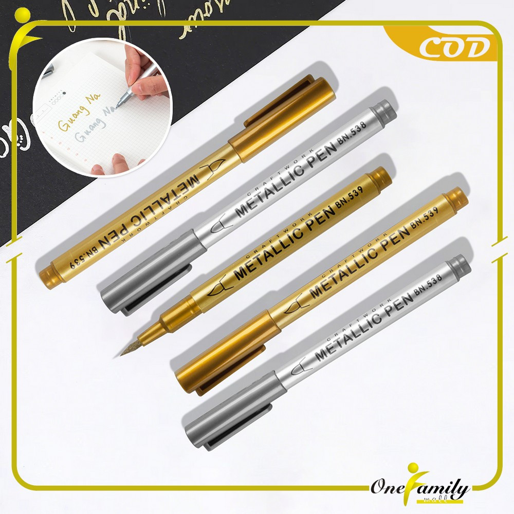 Jual ONE-A118 Spidol Warna Metalik Gold Silver Waterproof Metallic ...