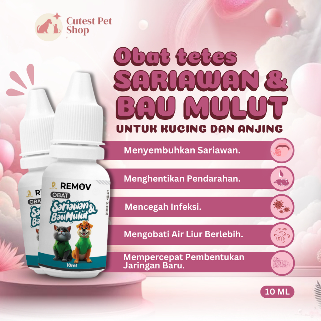 Jual REMOV Obat Tetes Sariawan Dan Bau Mulut Untuk Kucing Dan Anjing ...