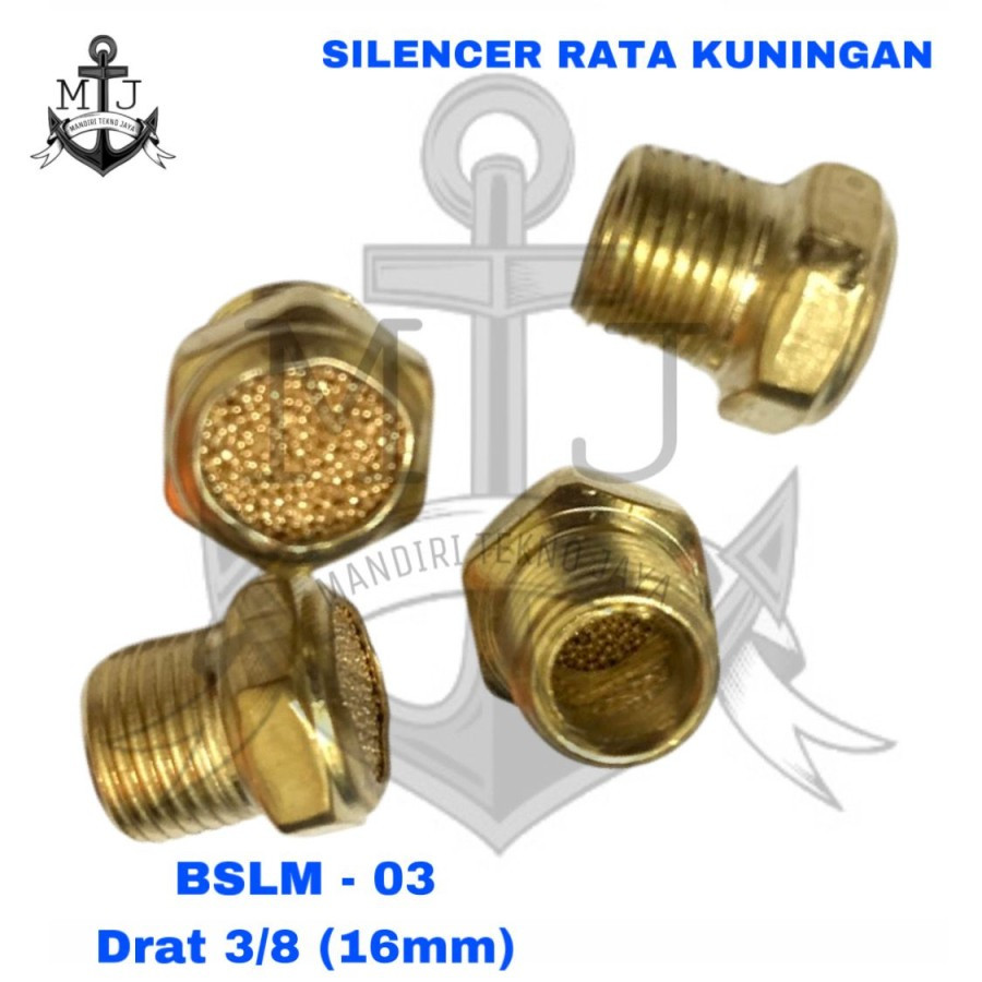 Jual fitting BSLM-03 Silencer rata kuningan drat 3/8" (16MM) | Shopee ...