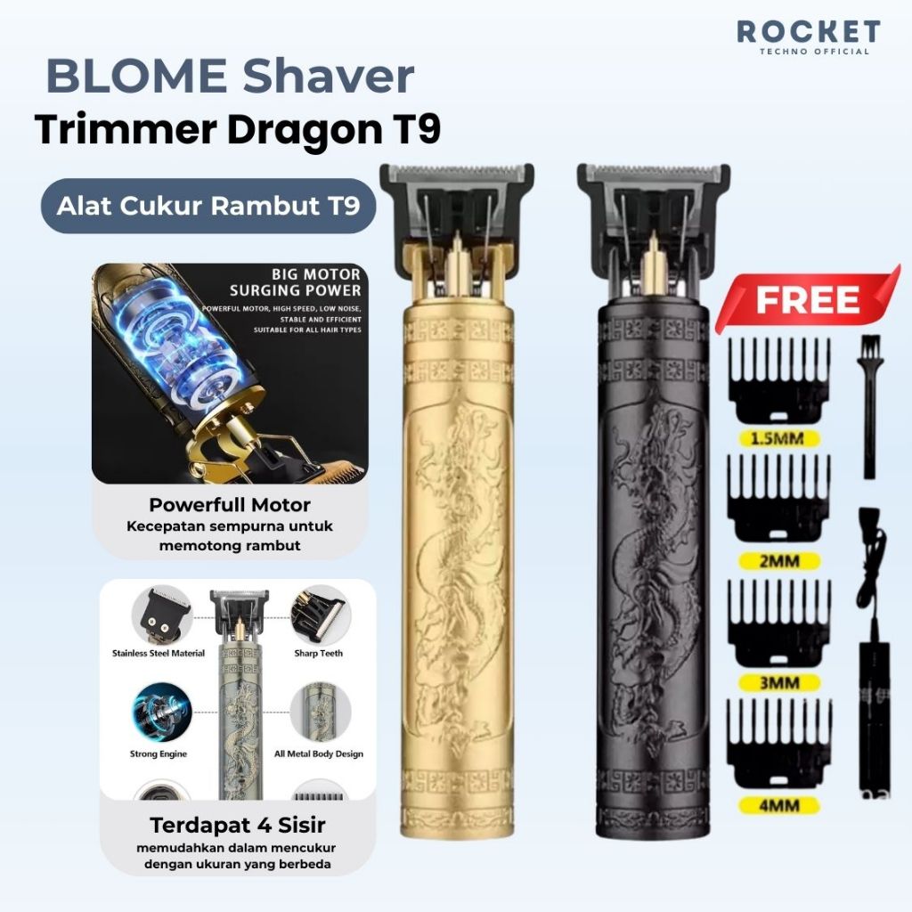 Jual Alat Cukur Rambut Kumis Jenggot Elektrik Mesin Profesional Hair Clipper Vintage T9 Dragon ...