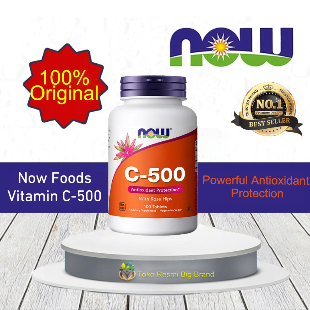 Jual NOW Supplements Vitamin C-500 With Rose Hips 100 Tablets Vitamin C Peningkat Daya Tahan ...
