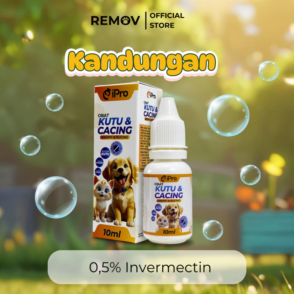 Jual Remov Ipro Obat Tetes Kutu Scabies Parasit Cacing Kucing Anjing ...