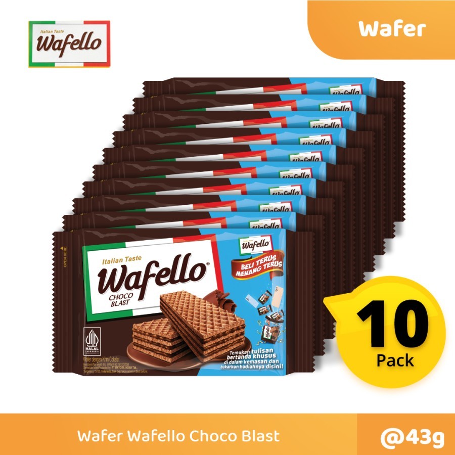 Jual Wafer Wafello Cokelat Choco Blast 43 gr x 10 pcs | Shopee Indonesia