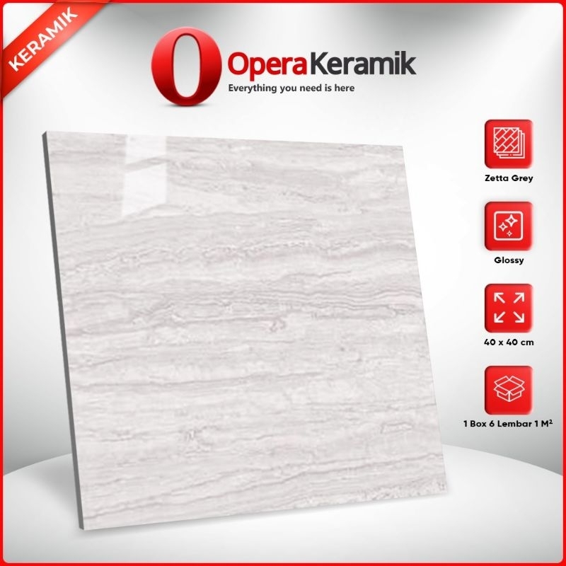 Jual Keramik Lantai Glossy 40x40 Zetta Grey | Shopee Indonesia