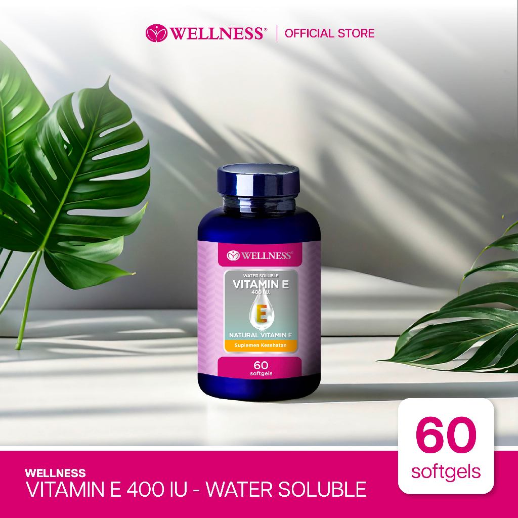 Jual Wellness Natural Vitamin E 400 IU Water Soluble - 60 Softgels ...