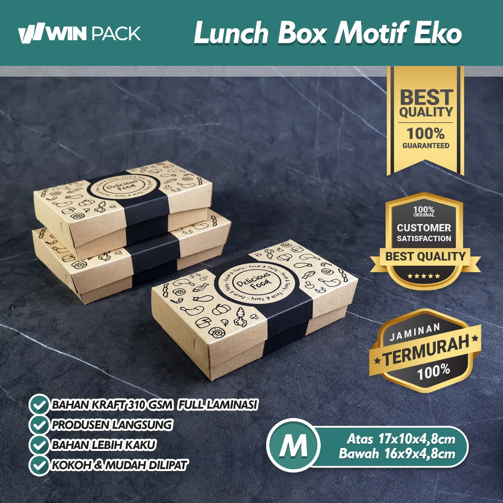 Jual Isi 50 Pcs Lunch Box | Lunch Box Kraft | Paper Lunch Box | Size M ...